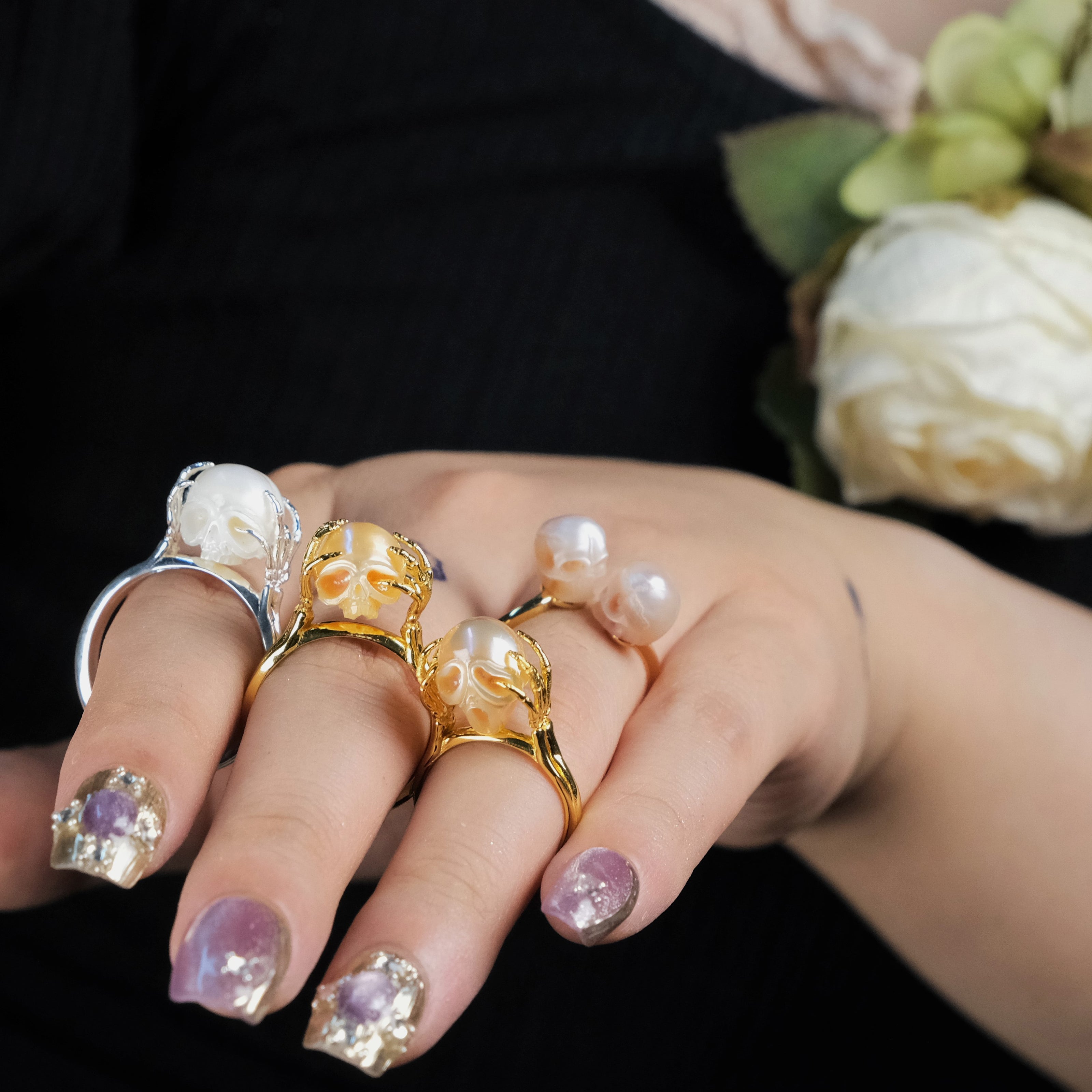 Be A Thinker Pearl Sull Cranium Ring-Belle Juri Statement Ring