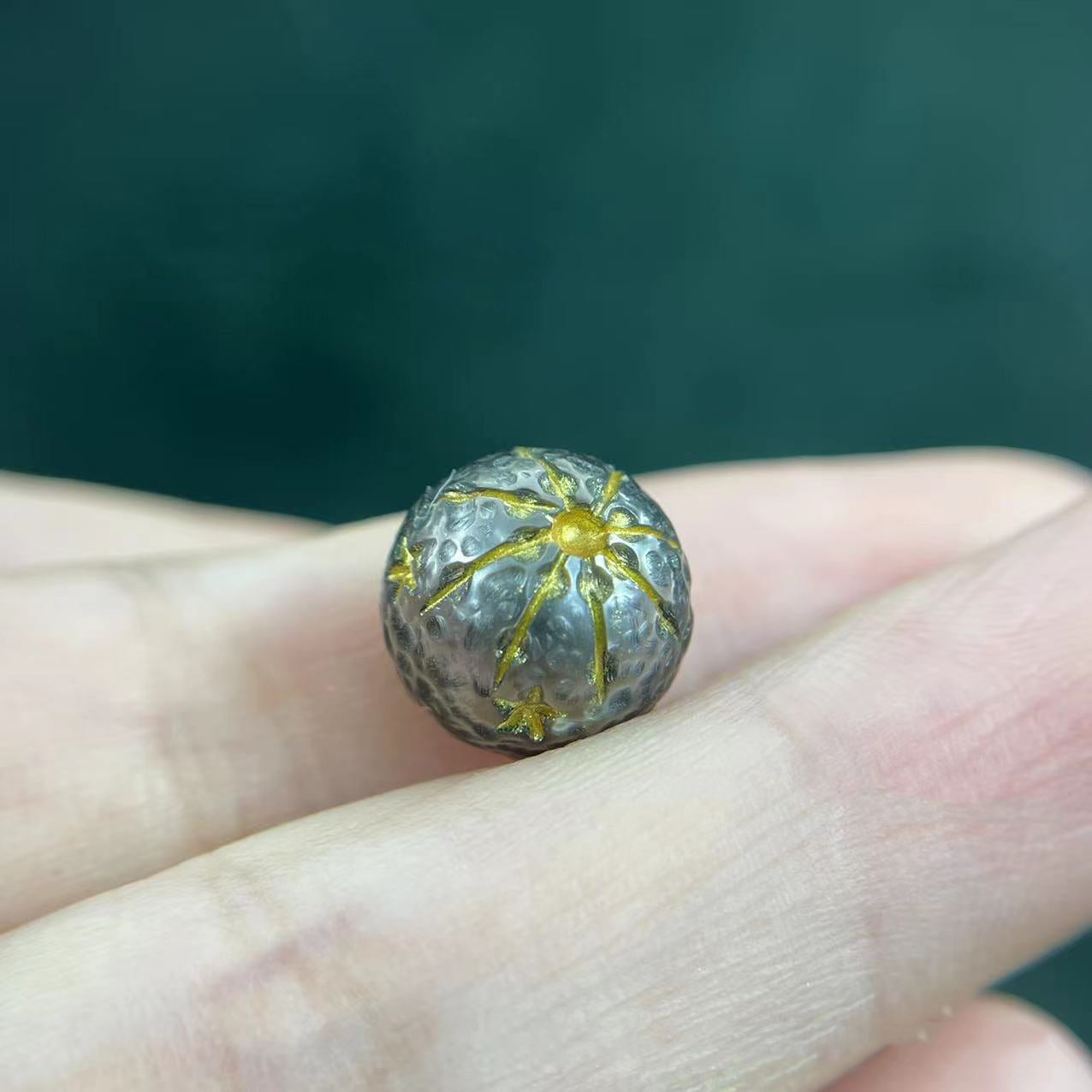 Natural Tahitian Black Pearl Sun Moon & Stars Engraved