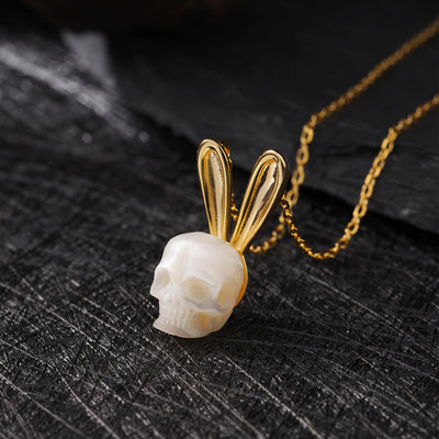 Unique Hand-Carved Skull Pearl 925 Sterling Silver Necklaces - Belle Juri