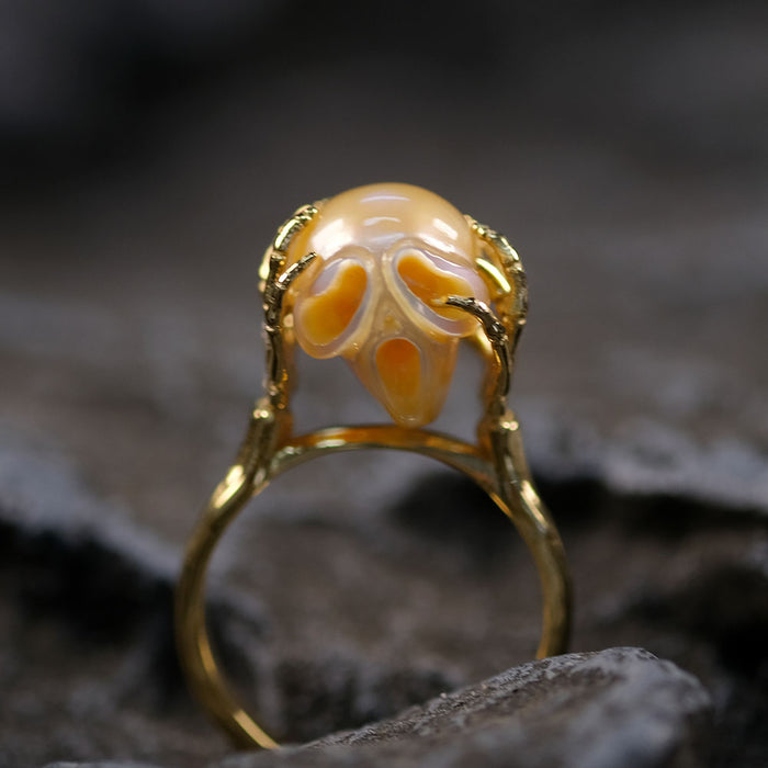 The Scream Inner Voice Pearl Blocking the Ears Skull Ring-Belle Juri